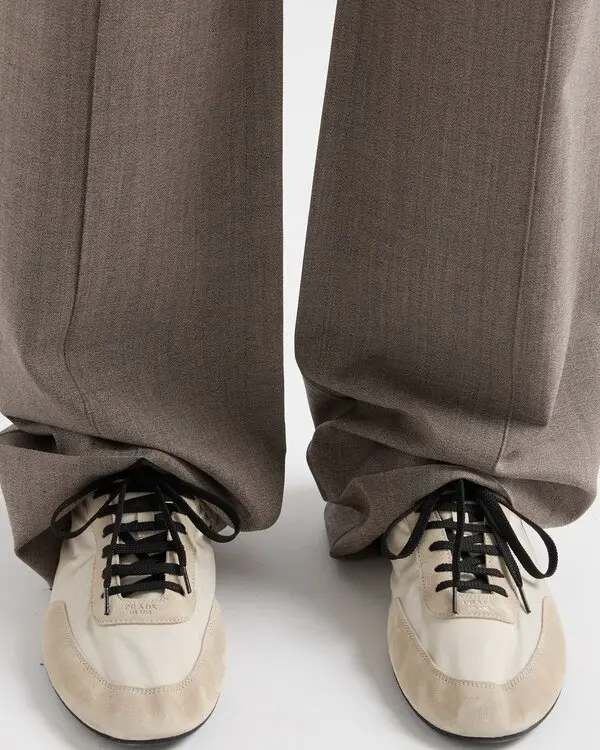 Prada Collapse Re-nylon And Suede Sneakers - Neutral