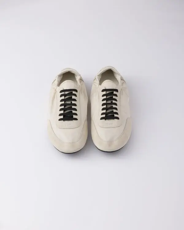 Prada Collapse Re-nylon And Suede Sneakers - Neutral
