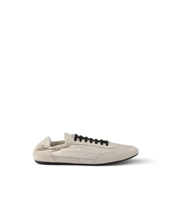 Prada Collapse Re-nylon And Suede Sneakers - Neutral