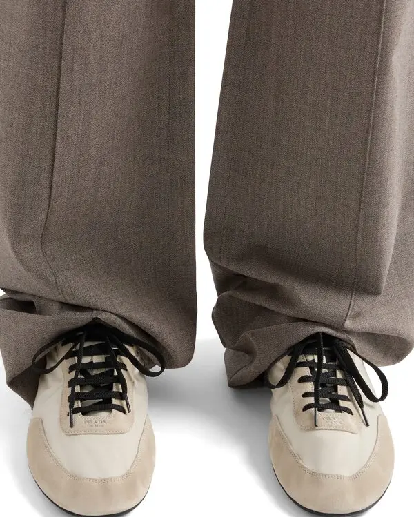 Prada Collapse Re-nylon And Suede Sneakers - Neutral