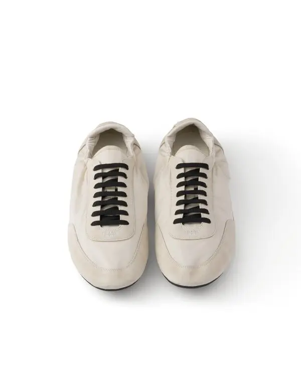 Prada Collapse Re-nylon And Suede Sneakers - Neutral