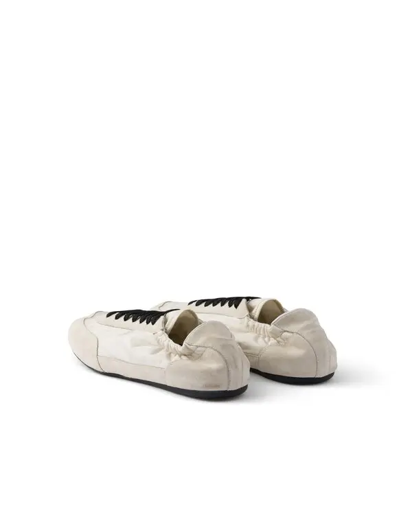 Prada Collapse Re-nylon And Suede Sneakers - Neutral