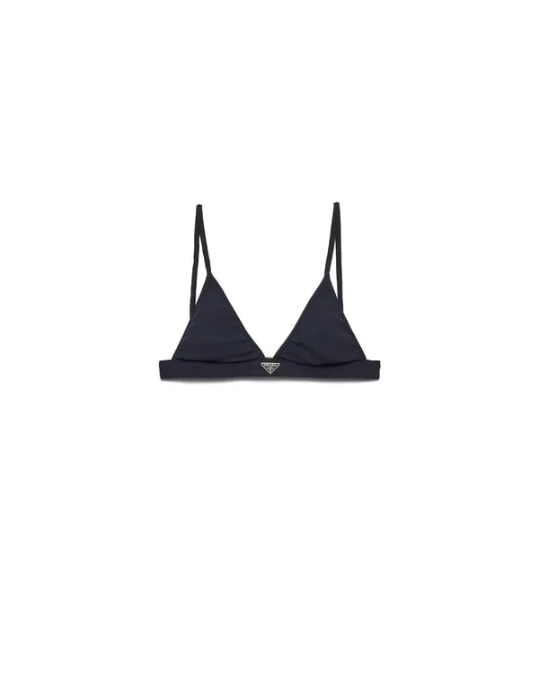 Prada Ribbed Knit Braette Bikini Top - Blue
