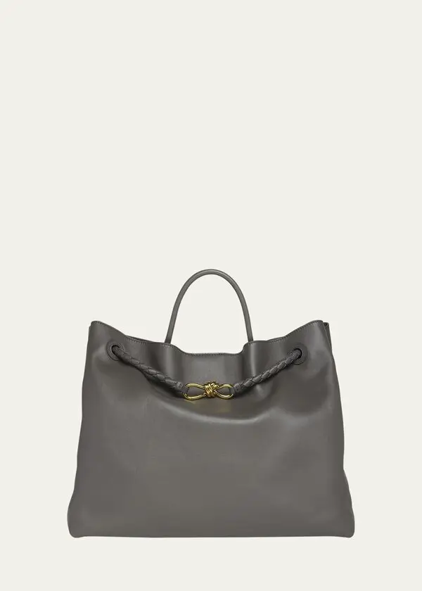Bottega Veneta Large Andiamo Leather Top-handle Bag - Lapilli Travertine