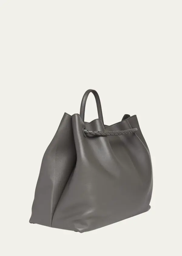 Bottega Veneta Large Andiamo Leather Top-handle Bag - Lapilli Travertine