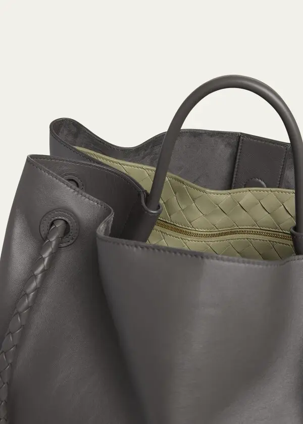 Bottega Veneta Large Andiamo Leather Top-handle Bag - Lapilli Travertine