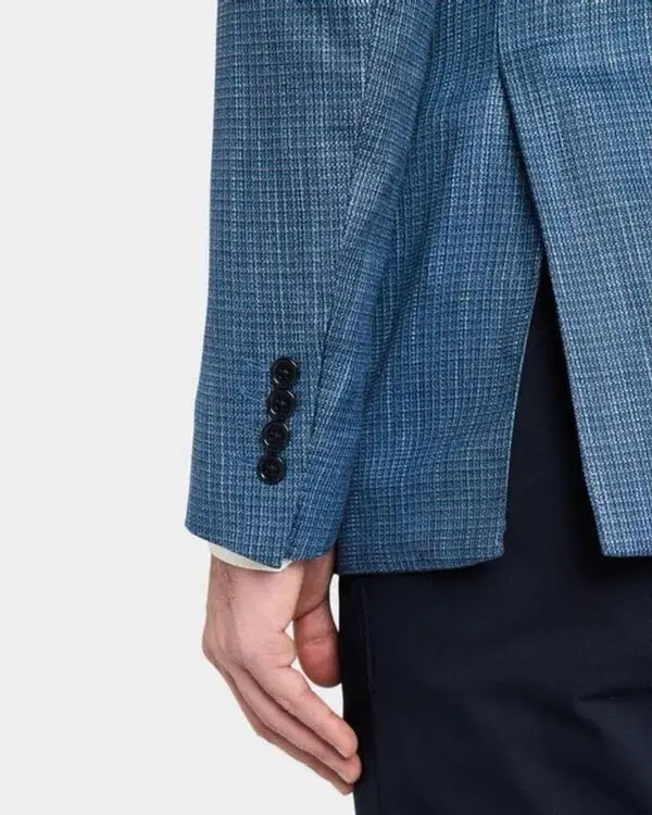 Emporio Armani Textured Grid Sport Coat - Blue