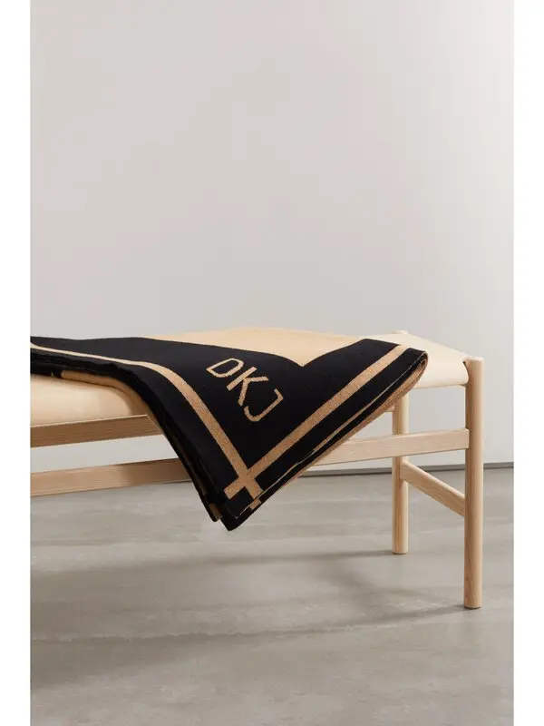 DIANE KORDAS Bull Reversible Jacquard-knit Merino Wool Throw