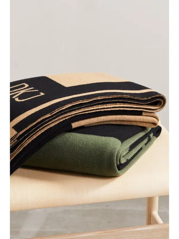 DIANE KORDAS Bull Reversible Jacquard-knit Merino Wool Throw