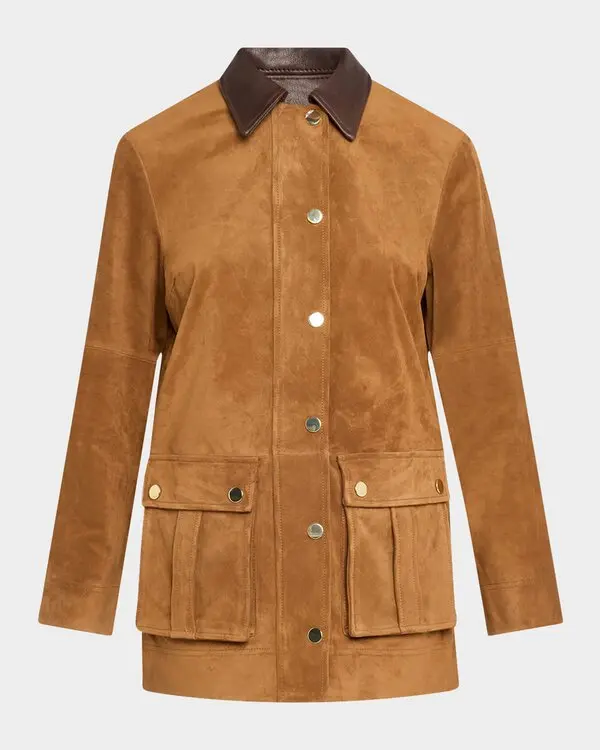 Veronica Beard Suz Suede Dickey Coat Whisky Editorialist