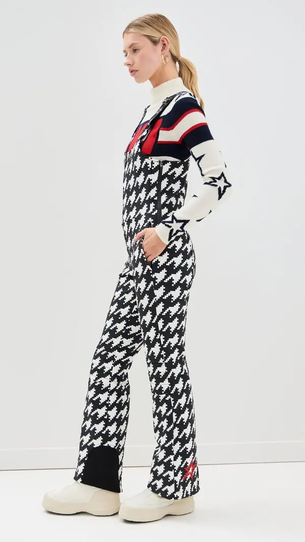 Perfect Moment Jg Bib Ski Pants - Black And White Houndstooth