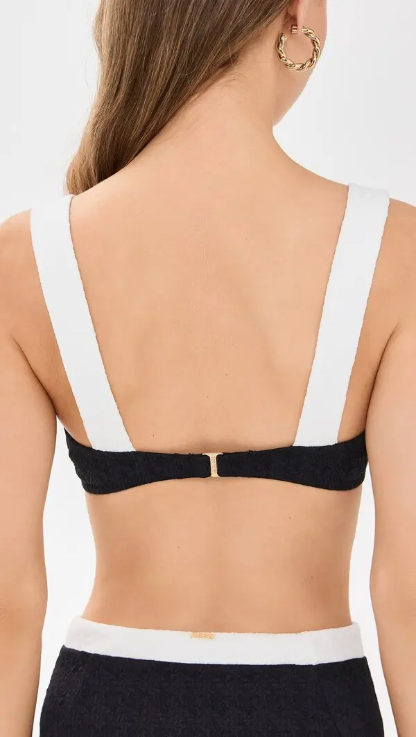 L'Agence Alexandria Colorblock Chic Structured Bra Top With Gold Buttons