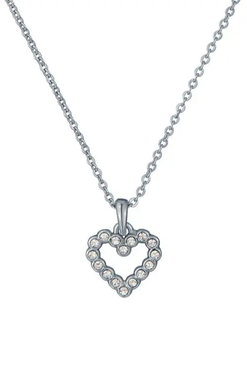 Ted Baker London Amore Crystal Heart Pendant Necklace - Silver Tone/ Clear Crystal