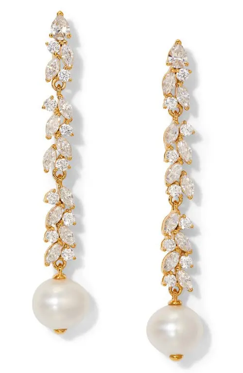 Nadri Savannah Cubic Zirconia & Pearl Drop Earrings - Gold