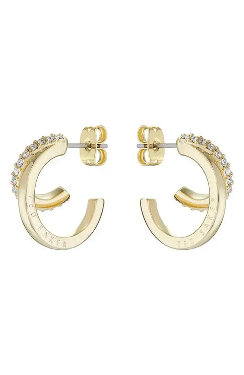Ted Baker London Helias Double Hoop Earrings - Gold Tone/ Clear Crystal