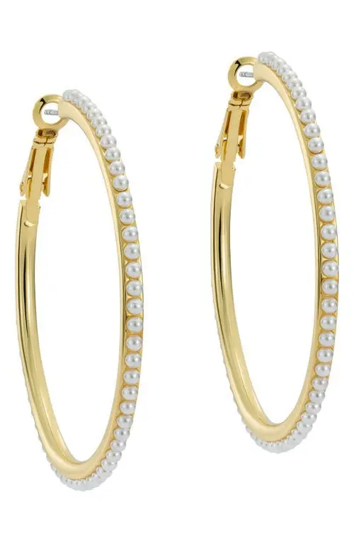 Ted Baker London Perla Faux Pearl Hoop Earrings - Gold Tone/ Pearl