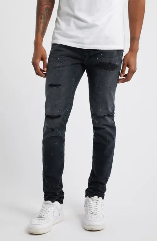 PURPLE BRAND Reflective Paint Rip & Repair Jeans