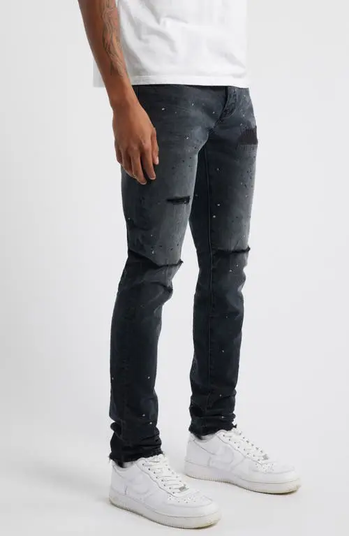 PURPLE BRAND Reflective Paint Rip & Repair Jeans