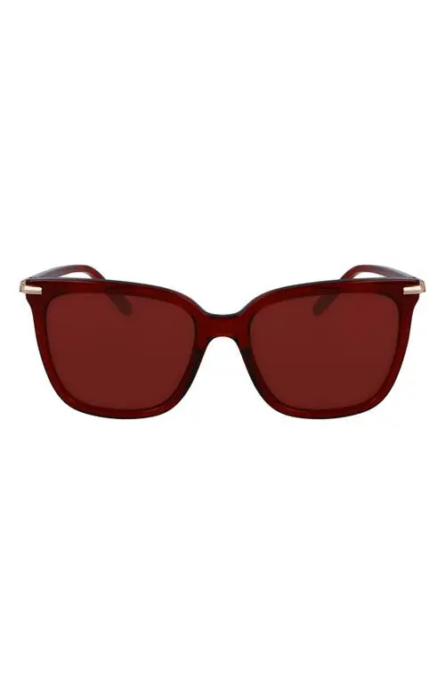 FERRAGAMO 56mm Modified Butterfly Sunglasses - Transparent Red