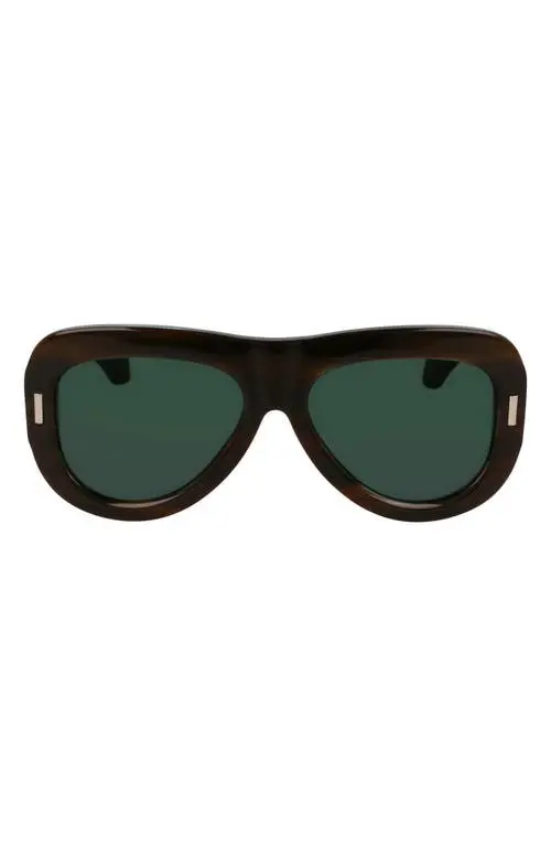 FERRAGAMO Rivets Aviator Sunglasses - Striped Brown Green