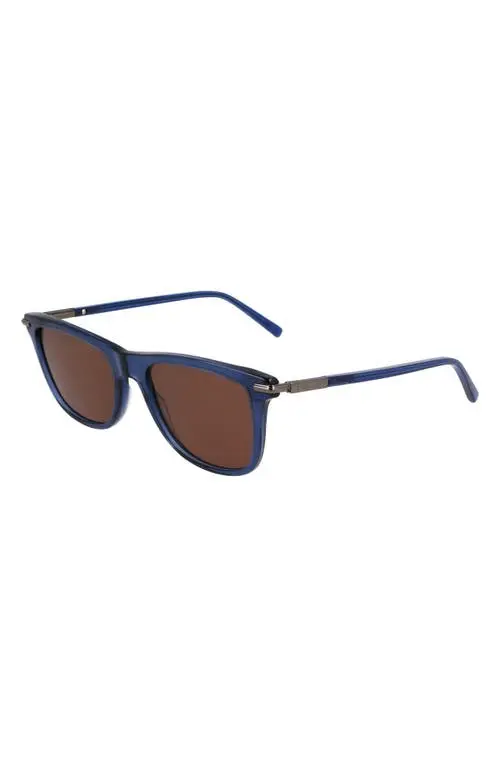 FERRAGAMO 54mm Modified Rectangular Sunglasses - Transparent Blue