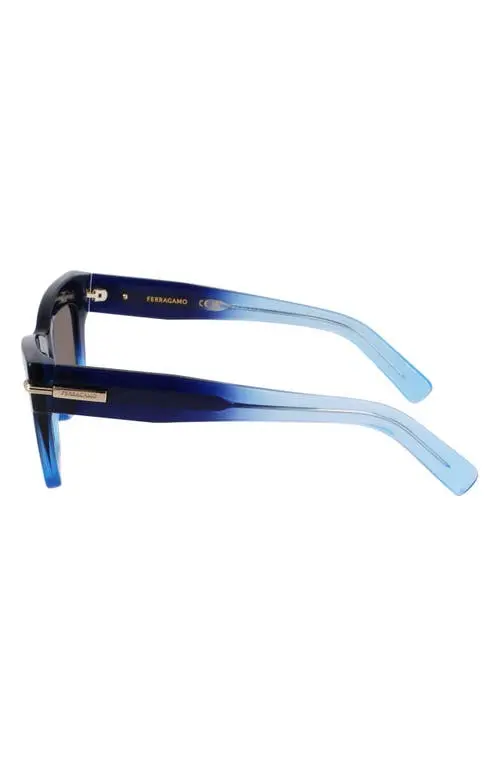 FERRAGAMO Prisma Modified Rectangular Sunglasses - Gradient Dark Blue Transparent
