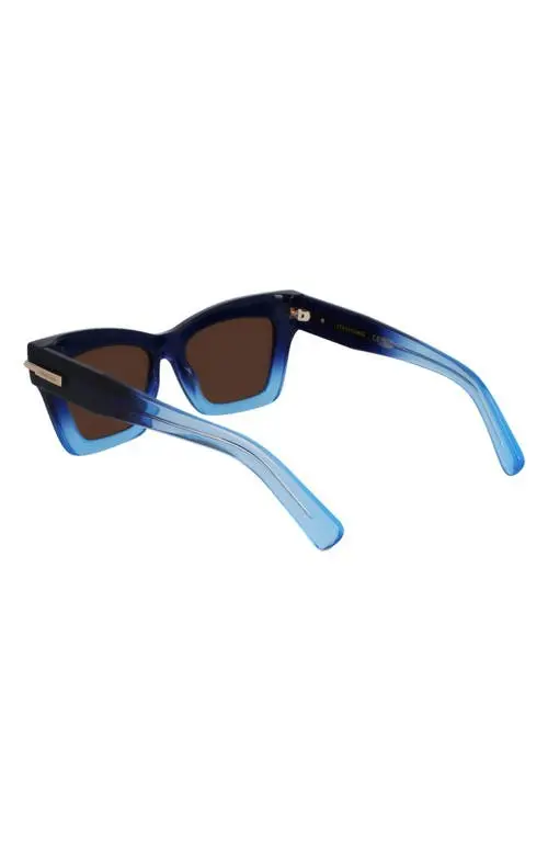 FERRAGAMO Prisma Modified Rectangular Sunglasses - Gradient Dark Blue Transparent