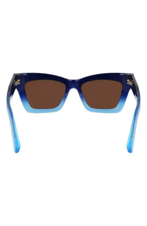 FERRAGAMO Prisma Modified Rectangular Sunglasses - Gradient Dark Blue Transparent