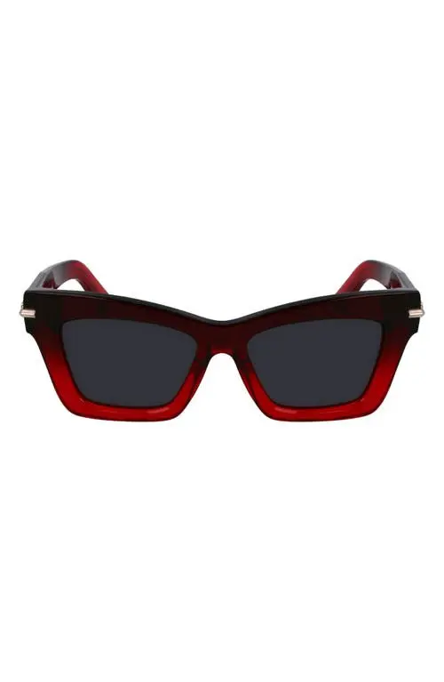 FERRAGAMO Prisma Modified Rectangular Sunglasses - Gradient Dark Red Transparent