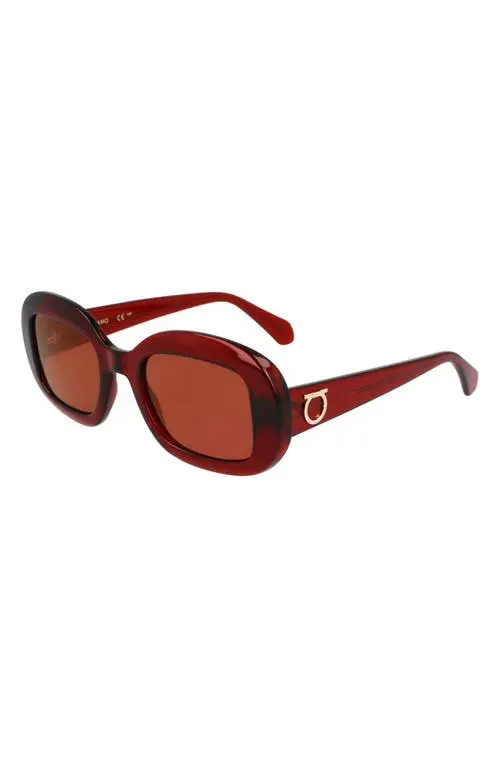 FERRAGAMO Gancini Oval Sunglasses - Transparent Rust