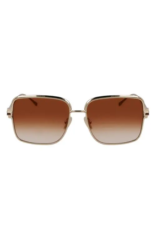 FERRAGAMO Gancini 57mm Rectangular Sunglasses - Gold/ Brown Sand Gradient