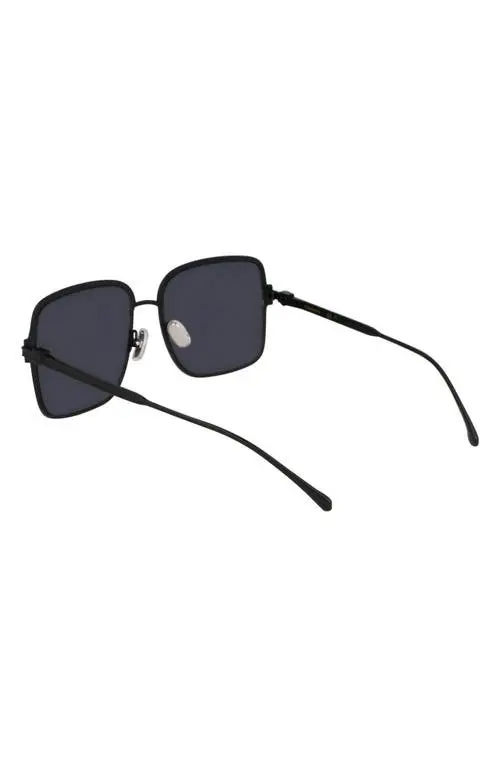 FERRAGAMO Gancini 57mm Rectangular Sunglasses - Matte Black