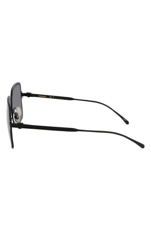FERRAGAMO Gancini 57mm Rectangular Sunglasses - Matte Black