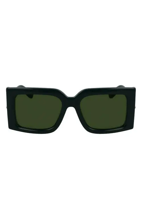 FERRAGAMO Prisma 55mm Rectangular Sunglasses - Dark Green