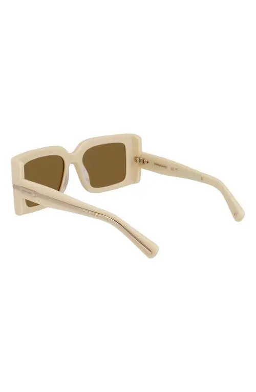 FERRAGAMO Prisma 55mm Rectangular Sunglasses - Opaline Beige