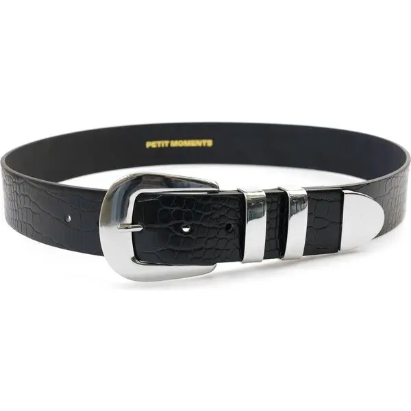 PETIT MOMENTS Cher Belt - Black Croc/ Silver