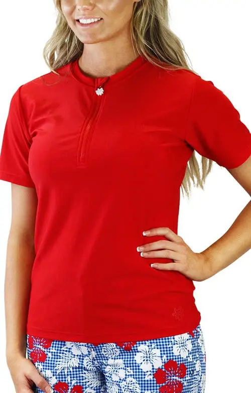 UV SKINZ Quarter Zip Sun Shirt - Dark Red