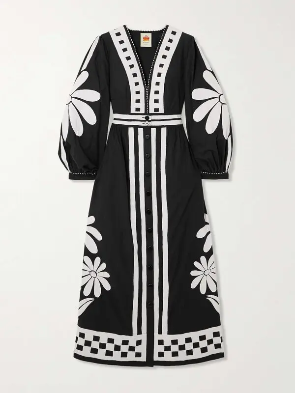 Farm Rio Nature Appliquéd Maxi Dress