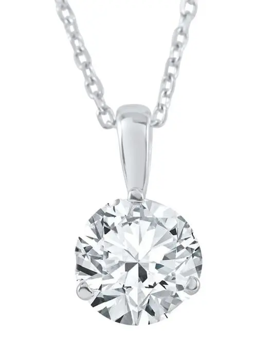 BLISS DIAMOND 14k Gold Lab Grown Diamond Solitaire Pendant - 14k White Gold