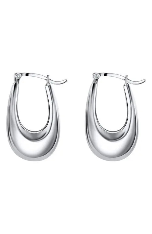 CHRISTINA CARUSO Thick Hoop Earrings - Rhodium