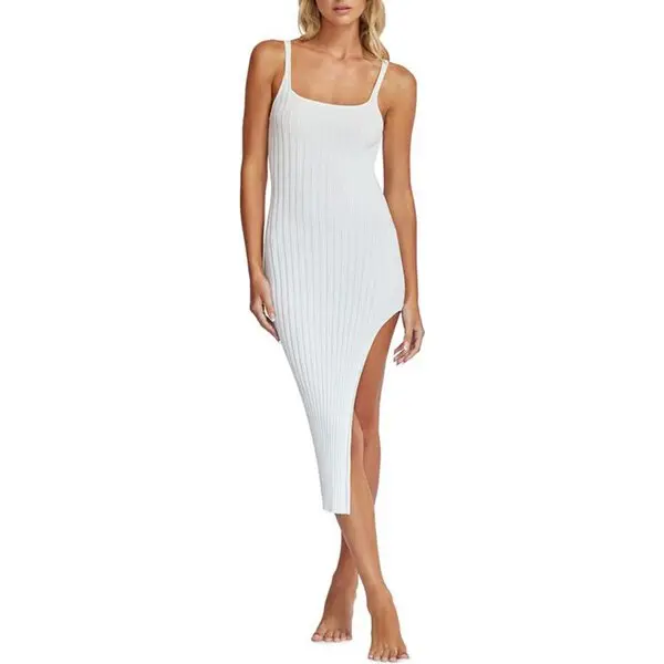 PQ Piper Rib Slit Cover-up Dress - Cream