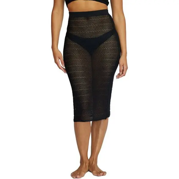 PQ SWIM Open Stitch Skirt - Black