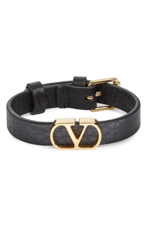 Valentino Garavani Vlogo Signature Leather Bracelet - Black