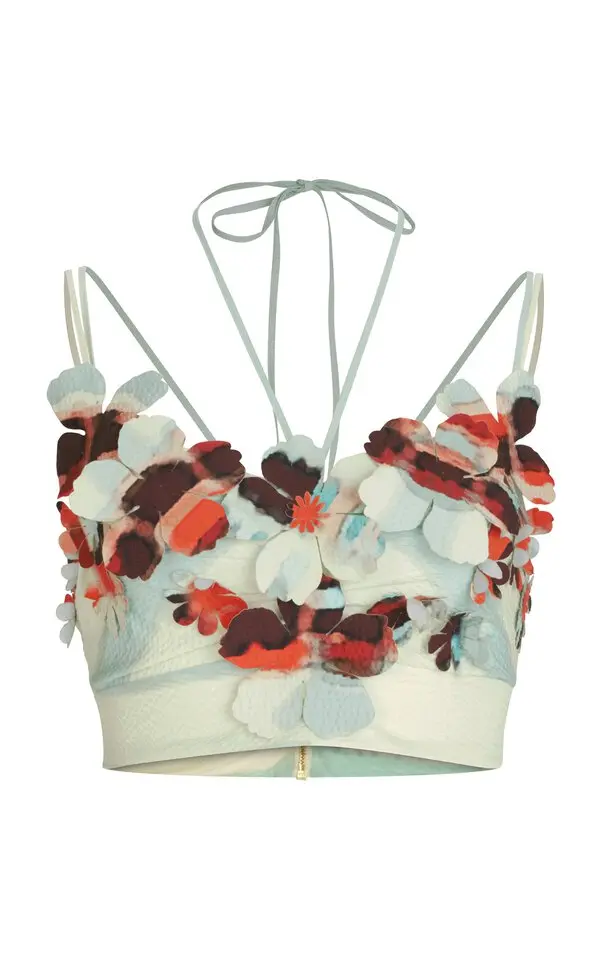 Silvia Tcherassi Kim Floral-appliquéd Crop Top - Multi