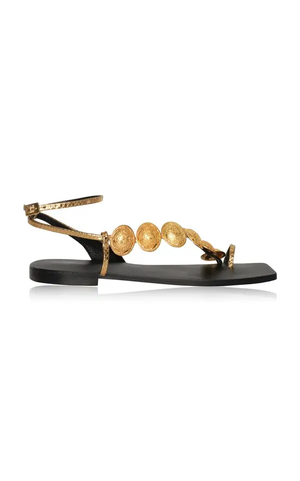 Johanna Ortiz Dazzling Crest Leather Sandals - Gold