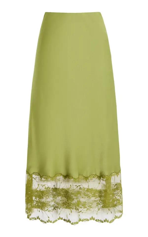BY MALENE BIRGER Blake Lace-trimmed Satin Midi Skirt