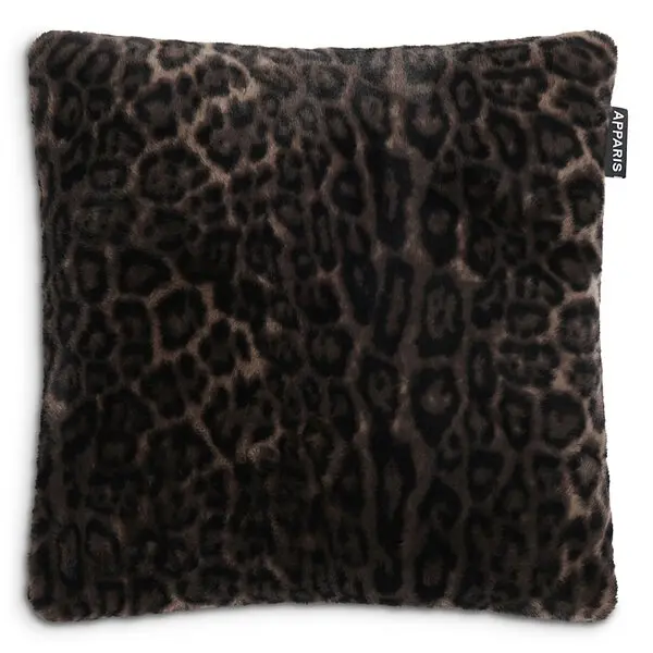 Apparis Brenn Faux Fur Pillow, Square - Dark Leopard