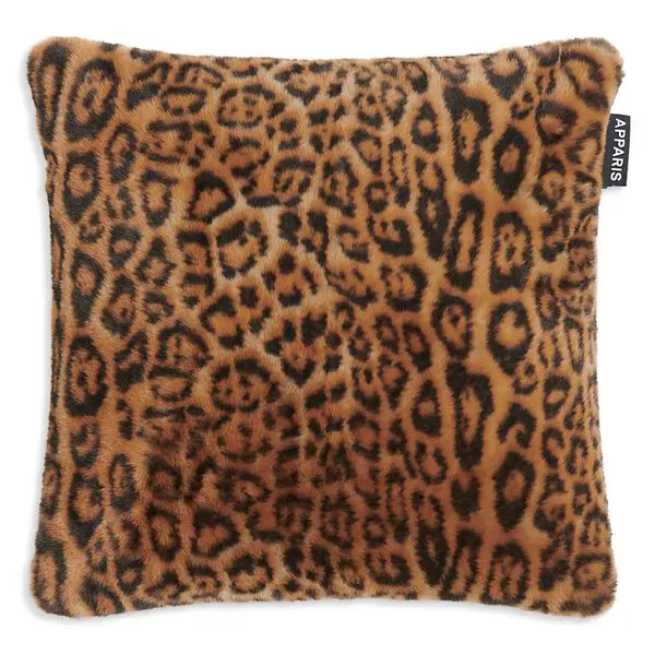Apparis Brenn Faux Fur Pillow, Square - Leopard