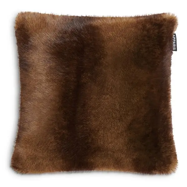 Apparis Brenn Faux Fur Pillow, Square - Mink