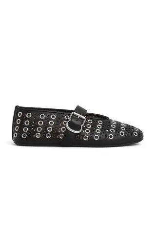 Alaïa Biker Leather Ballet Flats - Black